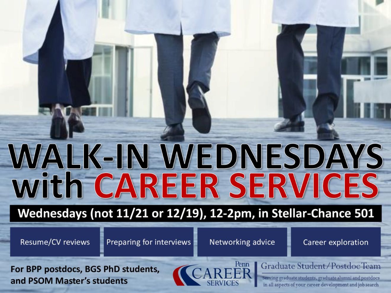 LOCATION UPDATE: Walk-in Wednesdays with Career Services
