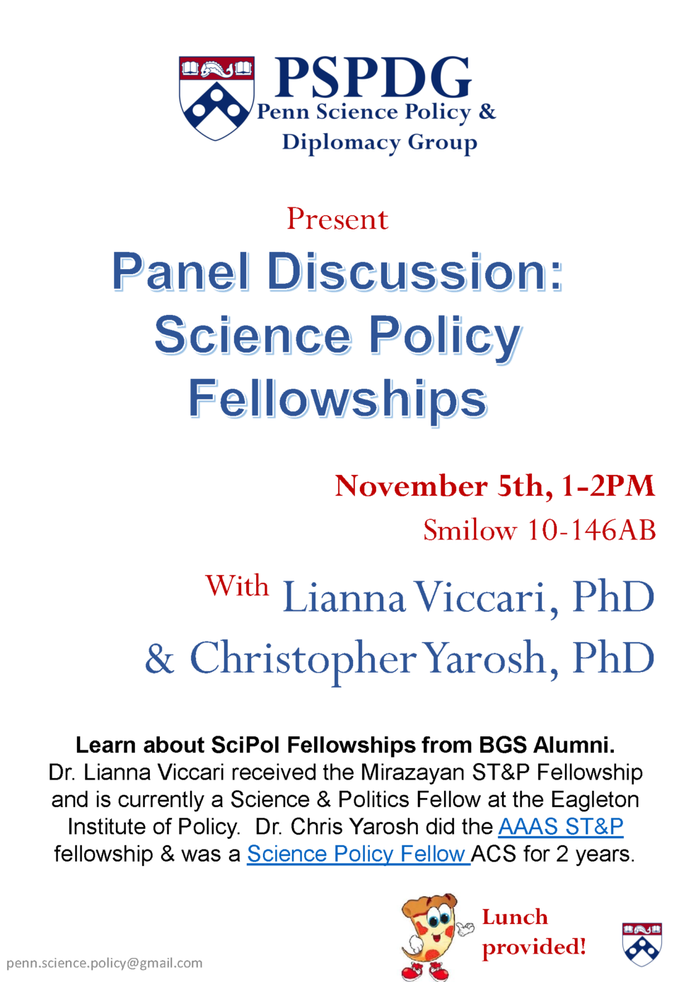 PSPDG Panel Discussion – Science Policy Fellowships